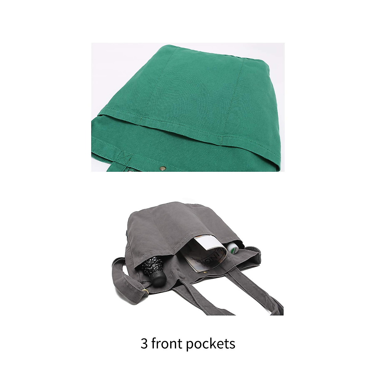 Jeelow Washed Canvas Tote Handbag Shoulder Bag Purse Crossbody With Pockets For Men & Women