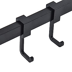 Kitchen Utensil Hanging Rack Rail with 8 Hooks, Self Adhesive Utensil Hangers Utensil Hooks 50cm/19.69in Wall Hooks Rack for Kitchen Bathroom Bedroom (Black)