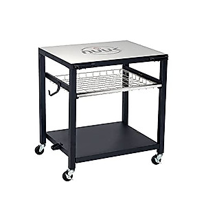 NUUK Double-Shelf Movable Outdoor Pizza Oven Table, 24" x 30" Stainless Steel Commercial Multifunctional Food Prep Worktable with Drawer on Wheels