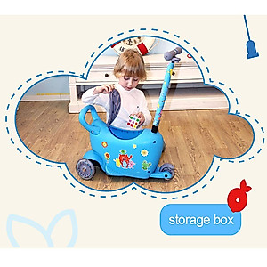 ygqtbc 3 in 1 Scooter for Kids 3 Wheel Kick Scooter with Removable Seat, with Toys Storage Basket, Adjustable Handle, Widened Wheels for Children 1-10 Years Old ( Color : Blue )