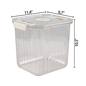 Nesmilers 22 Lbs Clear Airtight Rice Container, 1 Pack Grain Containers with Lids