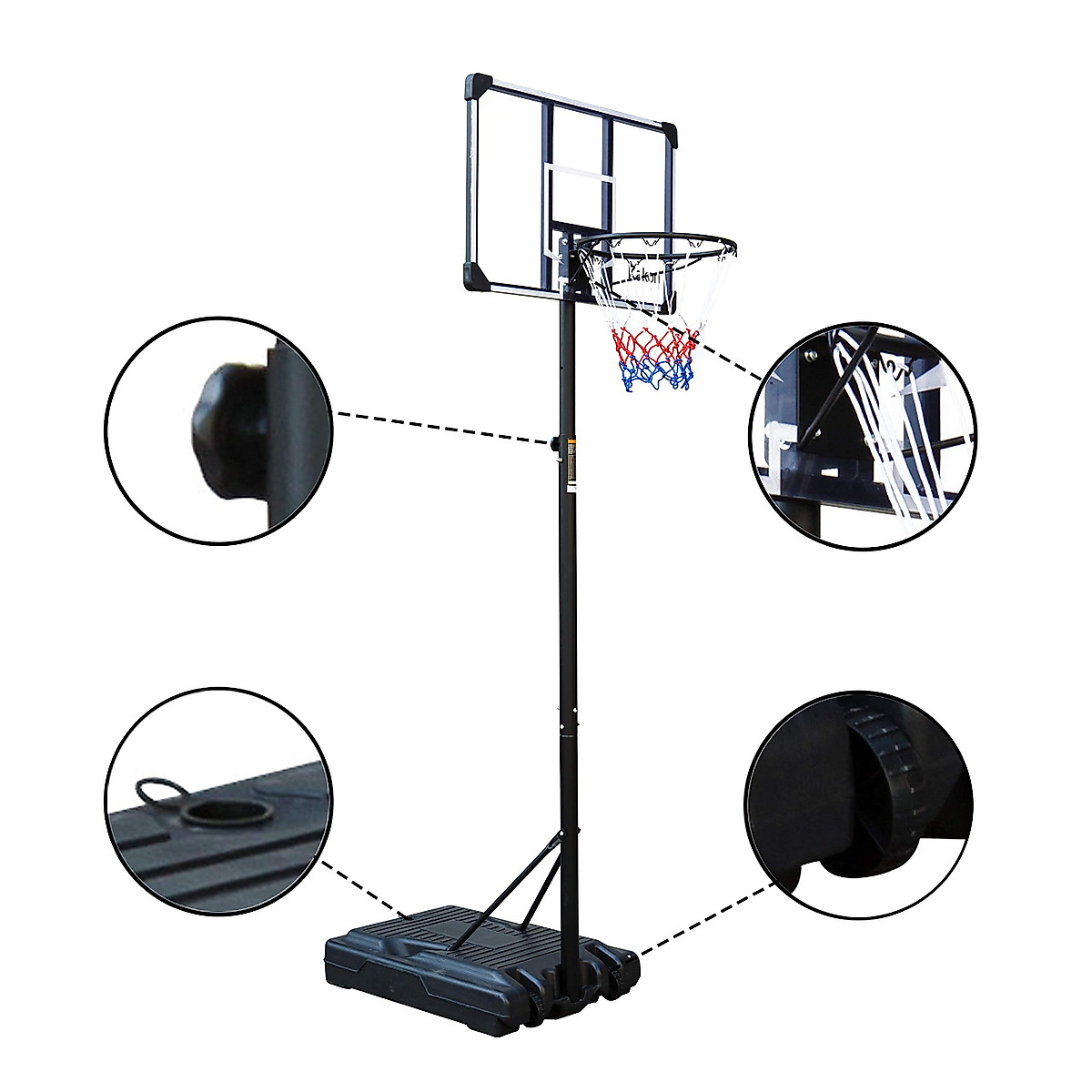Rakon Portable Basketball Hoops & Goals Basketball System with 35.4 Inch Backboard, Height Adjustable 6.2ft -8.5ft for Adult Youth Teenagers Indoor Outdoor Use