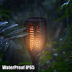 Ruyilam Solar Garden Lights Outdoor, 4-Pack 96LED Waterproof Solar Flickering Dancing Flame 31' Pathway Lights, Dusk to Dawn Auto On/Off for Garden/Yard/Driveway/Pathway