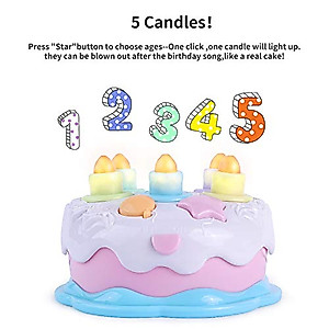 OKREVIEW First Birthday Cake Toy - Singing Music Cake Toys with Counting and Blow Candles Toys for 18 Months+ Old Boys Girls Birthday and Xmas Gift