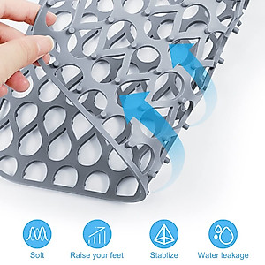 LucyPhy Silicone Sink Mat for Kitchen Sink Good Grips Non-slip Sink Protector Sink Mat Grid for Bottom of Farmhouse Sink(No Hole,Gray,2PCS)