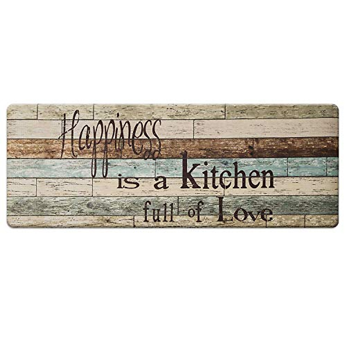 FRESHMINT Farmhouse Kitchen Mats Cushioned Anti-Fatigue Comfort Mat for Home & Office Ergonomically Engineered Memory Foam Kitchen Rug Waterproof Non-Skid, 47" by 17",Happiness