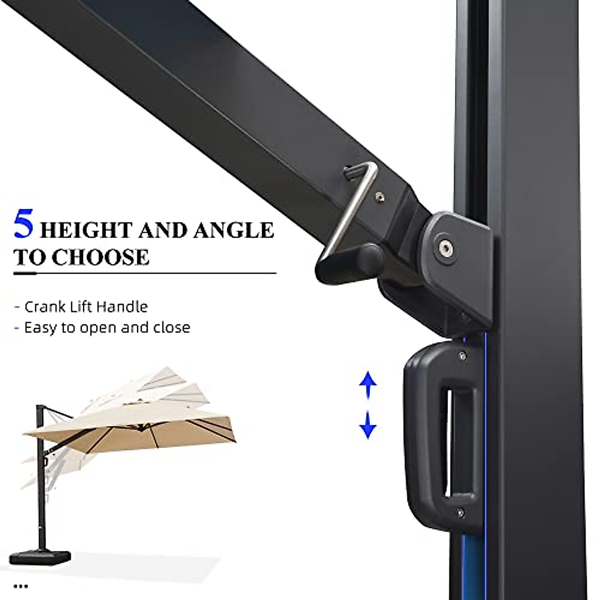 PURPLE LEAF 11 FT Square Patio Umbrella Large Outdoor Aluminum Umbrella Offset Umbrella with 360-degree Rotation Cantilever Umbrella for Garden Deck Backyard Pool, Beige