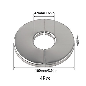 Rrina 4Pcs 304 Stainless Steel Wall Split Flange Round Escutcheon Plate Cover for Various Pipes (42mm/1.65in)