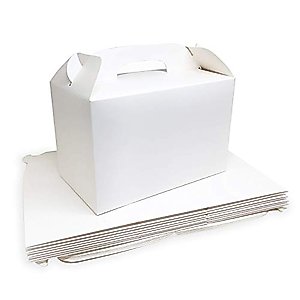 MintieJamie White Treat Boxes 2 Dozen White Boxes for Favor 8.5X5X5.5 Inches Large Handle Favor Boxes, Kids Party Favor Box, Party Box, Birthday Goodies Box, No Assembly Needed