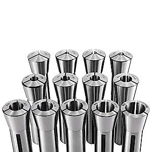 KUNTEC 13 Piece Precision R8 Collet Set Mill Collets Set Taper Spindle R8 Collets for Mill Machine 1/8inch - 7/8inch