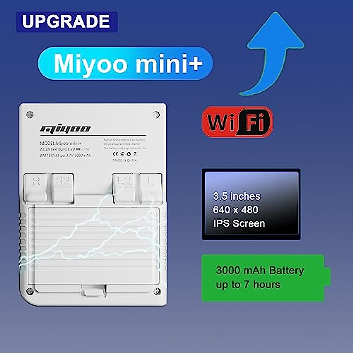 Miyoo Mini Plus Handheld Game Console 3.5 inch Classic System Retro Video Games Consoles Portable Rechargeable Hand Held 64G with Case (White)