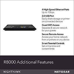 NetGear Netgear R8000-100Uks R8000 Nighthawk X6 - Ac3200 Tri-Band WiFi Wireless Gigabit Cable Router (Renewed)