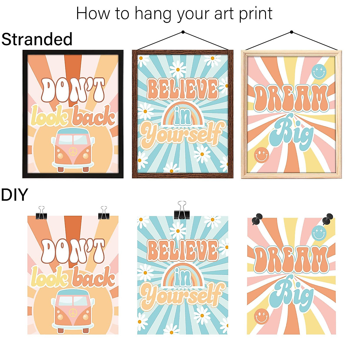 ZOIIWA 12 Retro Groovy Classroom Decorations Posters Groovy Hippie Bulletin Board Set Back to School Retro Growth Mindset Poster for Kids Classroom Homeschool Kindergarten Wall Art Unframed (8×10)