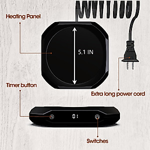 Mug Warmer for Desk - 36W Smart Coffee Cup Warmer with Timer, Auto Shut Off, 3 Heat Settings, Keep Your Coffee Warm for Office Hours,Perfect Coffee Gifts (Black)