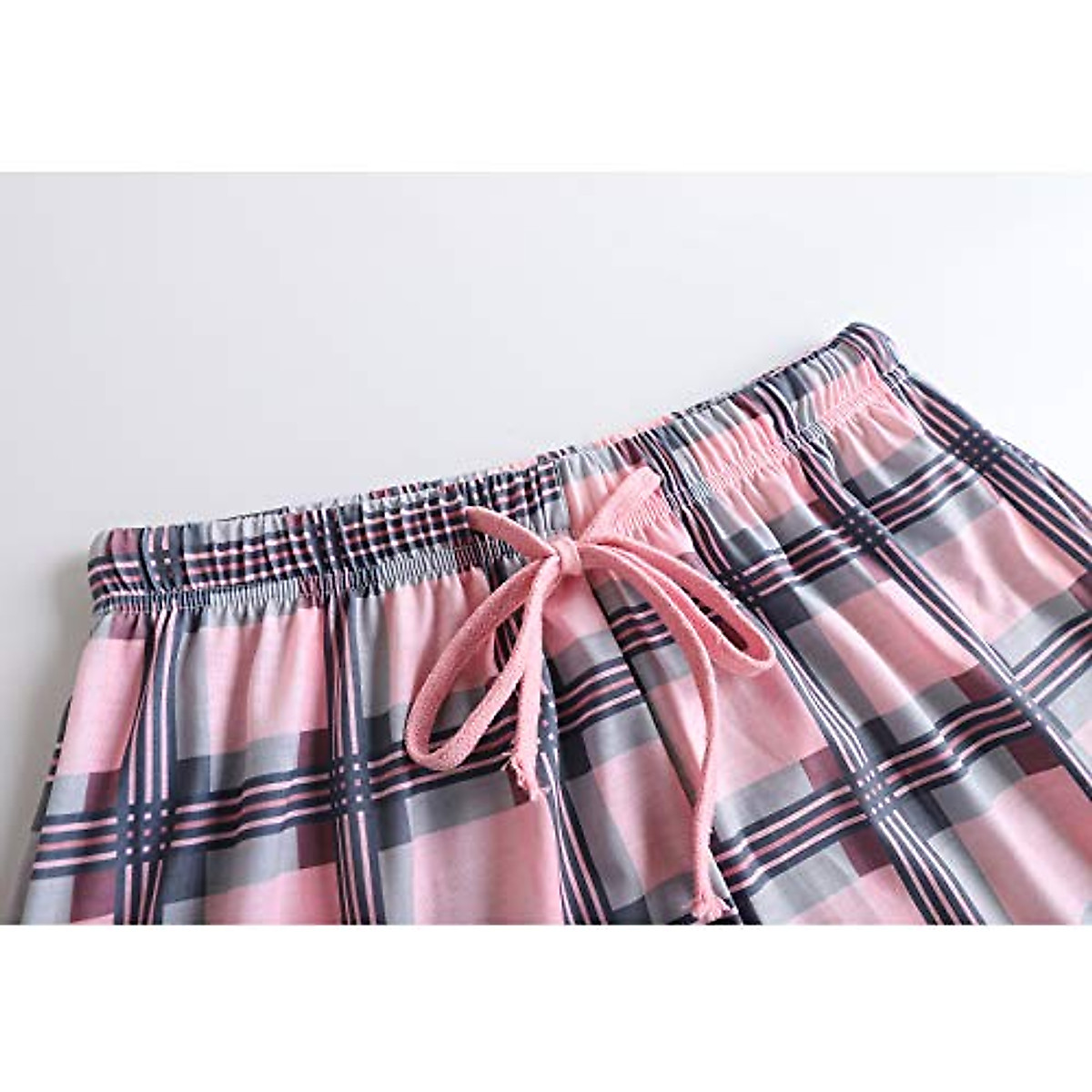 VENTELAN Women Pajamas Cute Heart Tank Top Plaid Shorts Set Summer PJS M