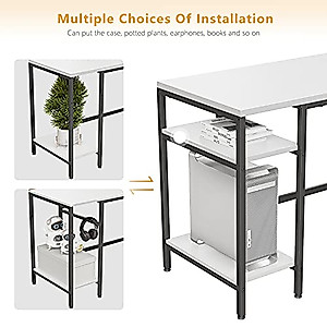 BANTI L-Shaped Desk with Hutch, 60" Corner Computer Desk, Home Office Gaming Table with Storage Shelves, Space-Saving, White
