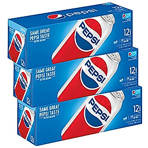 Pepsi Soda, Fridge Pack Bundle, 12 fl oz, 36 Cans (Packaging May Vary)