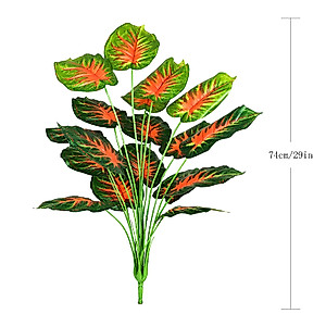 Rozwkeo Artificial Plants Fake Turtle Tree Leaves with Stems 29" Tall Faux Palm Tree Large Imitation Frond Monstera Leaf Tropical Plant Greenery Floral Jungle Party Home Outdoor Garden Decoration