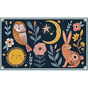 Studio M Floor Flair Folk Friends - Dark - 3 x 5 Ft Decorative Vinyl Rug - Non-Slip, Waterproof Floor Mat - Easy to Clean, Ultra Low Profile - Printed in The USA