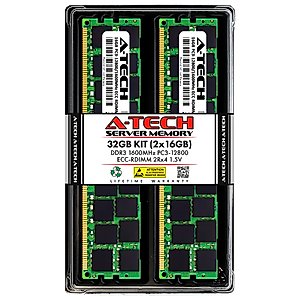 A-Tech 32GB Kit (2x16GB) Memory RAM for HP Z820 Workstation - DDR3 1600MHz PC3-12800 ECC Registered RDIMM 2Rx4 1.5V - Server