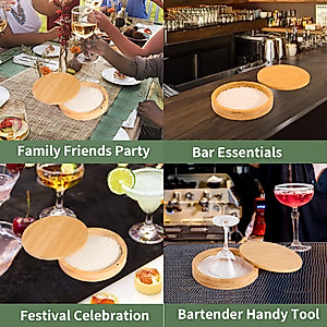 Margarita Salt Rimmer Set with Lid - Bamboo Salt Rimmer for Cocktails - Bar Party Glass Rimmering for Drinks, Cocktail Sugar Rimmer, Margarita Salt Container for Bar Salt and Sugar Rimmer Spice Box