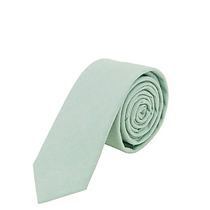 JNJSTELLA Cotton Solid Skinny Men's Necktie 2" Tie Light Mint Green