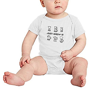 BABYWEN Just Brew It Coffee Movement Cute Baby Clothing Bodysuits Boy Girl Unisex (White, 3-6 Months)