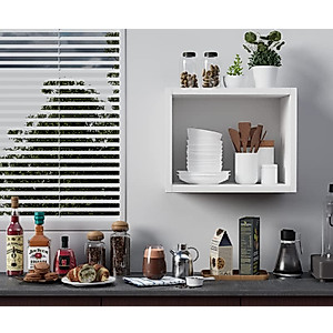 Floating Wall Cube Shelves,Deep in 9.45" Large White Shelf For Wall Storage,Floating Bookshelf,Box Shelf Wall Mounted,Cubby Storage Organizer for Bedroom,Bathroom, Living Room, Kitchen,Office(White)