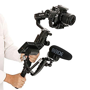 DH03 Handheld Gimbal Grip with Cold Shoe for Mounting Monitors, Microphones, LED Light etc Compatible with DJI Ronin-S, Ronin SC 2, Zhiyun Weebill LAB, Crane 2, Plus, Moza Air Mini Dual Grip