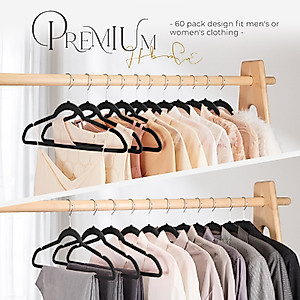 HOUSE DAY Premium Velvet Clothes Hangers Non-Slip Flocked Felt Hangers Heavy Duty Durable Coat and Suit Hangers | Vibrant Color Hangers | Lightweight Space Saving Hangers (10 Pack, Black)