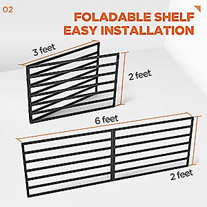 ORASANT 2-Pack 6x2FT(72x24IN) Heavy Gauge Steel Large Garage Wall Shelving Loading 1,600 lbs, Whole-Piece Foldable Heavy Duty Garage Shelving Wall Mounted, Garage Organization Shelves Floating Shelves