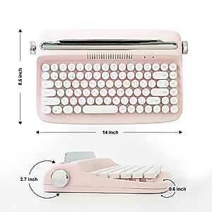 YUNZII ACTTO B303 Retro Bluetooth Typewriter Keyboard (English, Baby Pink),Garden Cats Desk Mat