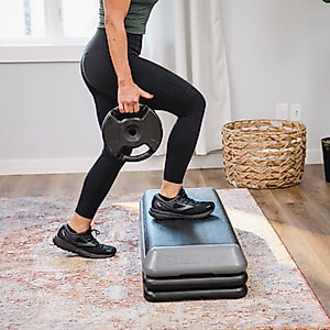 The Step (Made in USA Original Aerobic Platform for Total Body Fitness – Health Club 4 Risers Grey