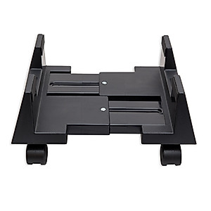 IO CREST Mobile Desktop Tower Computer Floor Stand Rolling Caster Wheels with Support Walls and Adjustable Width from 6" to 10"