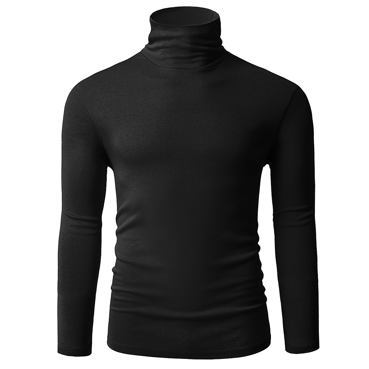 TAPULCO Long Sleeve Thermal High Neck Top for Men, Undershirts Turtleneck Pure Color Pullover Cozy Sweater Lightweight T-Shirts for Prom Black Large