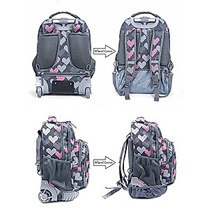 Tilami Kids Rolling Backpack 18 inch Boys and Girls Laptop Backpack, Falling Love