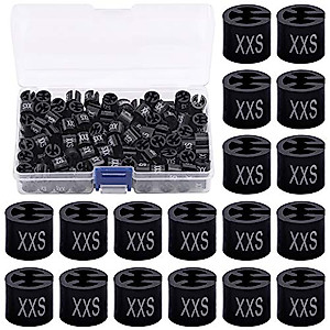 Glarks 150Pcs XXS Black Clothing Hanger Sizer Garment Markers for Clothing Organization in Shops and Closets (XXS-Black-150Pcs)