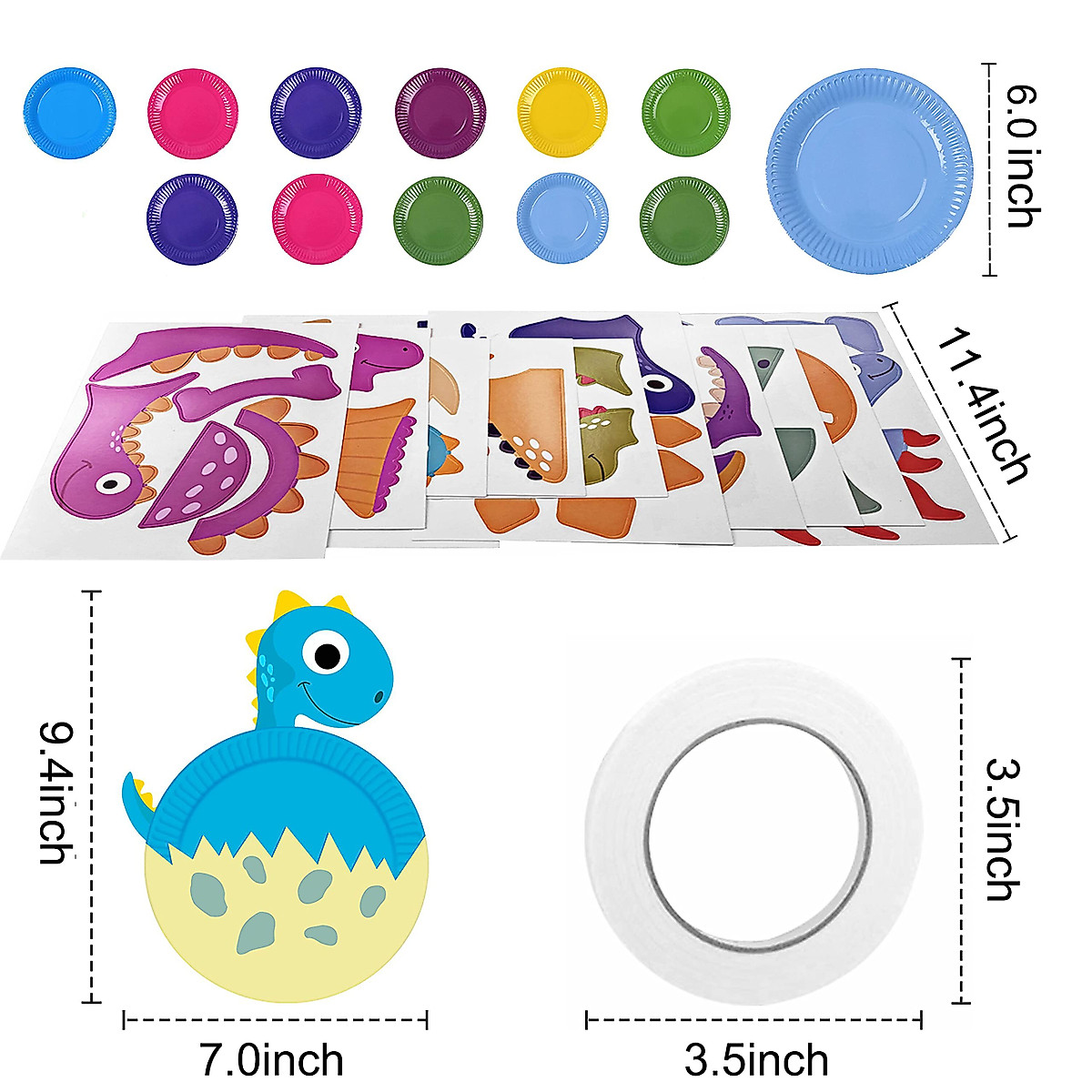 DISHIDIANZI Art Craft Gifts for Kids - 11 Paper Plate Art Kit Toys for Over 3 Years Old Boys Girls Toddlers, DIY Dinosaur Art Supplies for Kids Preschool/Party Gifts/Birthday/Christmas Game Crafts