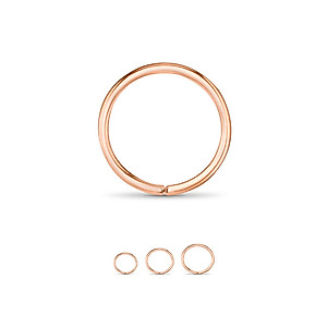 14k Rose Gold Nose Hoops Seamless Nose Rings 3/8" - 9.5mm 20G