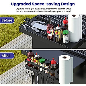 Geesta Upgraded Griddle Caddy for 28"/36" Blackstone Griddles, Grill Caddy Space Saving BBQ Accessories Storage Box with Paper Towel Holder, Blackstone Griddle Accessories for Outdoor Grill