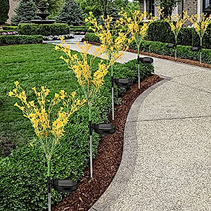 SUNJOYCO 2 Pack LED Solar Flowers Lights, IP65 Waterproof Decorative Solar Garden Stake Light for Outdoor Patio Garden Yard Lawn, Solar Pathway Light for Driveway Pool Balcony Decoration