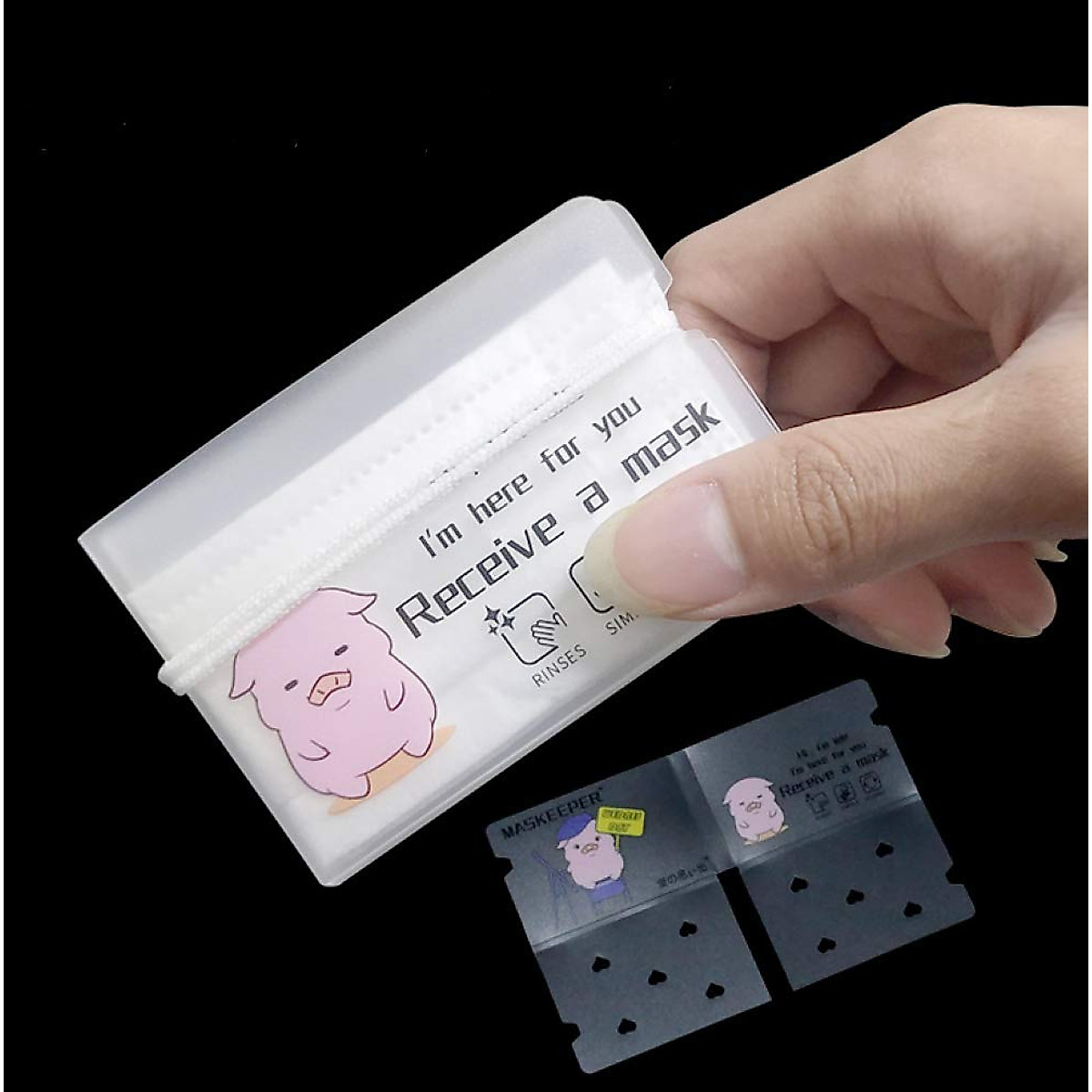 Cartoon Face Mask Holder Case Portable Mask Storage Case Mask Clip Container Plastic Mask Organizer 5 Pcs/Pack, COC Certified