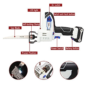 NEWONE 12V Reciprocating Saw,Cordless Reciprocating Saw with 1/2 inch stroke length,2A Battery & 2 Saw Blades,0-3000RPM for Wood, Metal, PVC Pipe Cutting,Smart Charger and USB Power Source