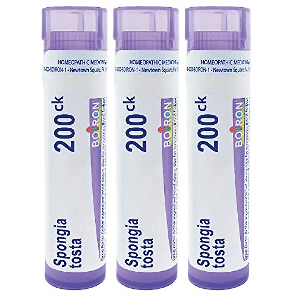 Boiron Spongia Tosta 200ck Homeopathic Medicine for Dry, Barking Cough - Pack of 3 (240 Pellets)