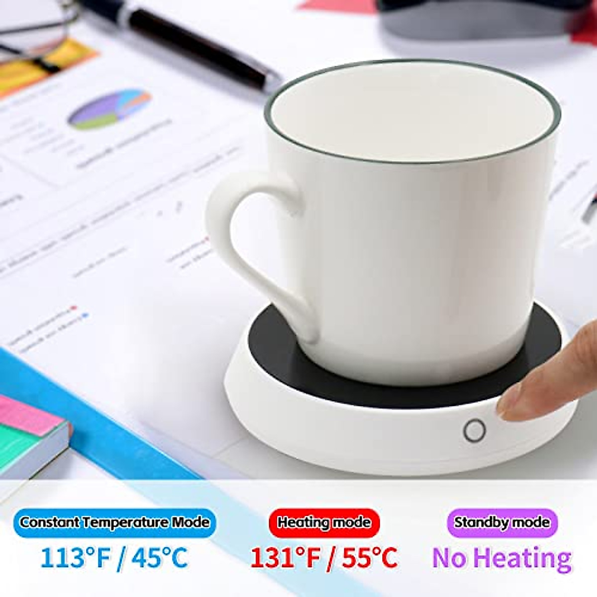 Coffee Mug Warmer, Electric Coffee Warmers for Office Desk, Candle Warmers with 2 Temperature Settings & Gravity Switch Auto On/Off, Warming & Heating Coffee, Milk, Beverage, Tea and Hot Chocolate