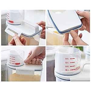BOLESHU 3 PCS Rice Bin 2L Rice Container, 3 Pcs Airtight Cereal Container Rice Barrel Dry Grain Dispenser Thicken Rice Cylinder Clear Food Storage Box with Airtight Design Measuring Cup Pour Spout