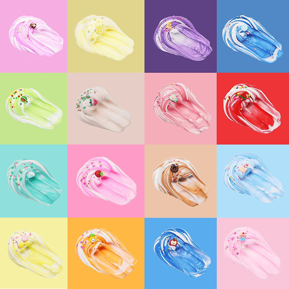 16 Pack Two-Toned Butter Slime Kit,DIY Educational Slime Toys Super Soft and Non-Sticky Toy for Gilrs.Party Favor for Kids Girls & Boys 6 7 8 9 10 11 12 +