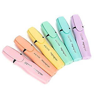 ZEYAR Aesthetic Highlighter Pen, Chisel Tip Marker Pen, AP Certified， Assorted Colors, Water Based, Quick Dry, Cute Highlighters, Patented Product (6 Macaron Colors)