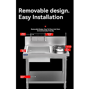 Stainless Steel Breading Table - Commercial Chef Base Manual Breading Prep Station Freestanding Stainless Steel Fried Chicken Breading Worktop Commercial Fried Chicken Base 39Inch (39inch)