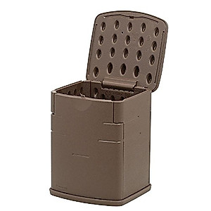 RubbermaidRubbermaid Mini Resin Weather Resistant Outdoor Garden Storage Deck Box, Mocha & Vikan Remco 63003 Color-Coded Plastic Hand Scoop, 16 oz, BlueVikan